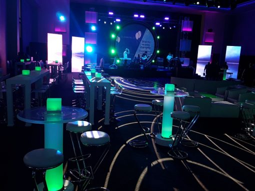 CRYSTAL HIGH TABLES | LED Decor - Engineered Ambiance